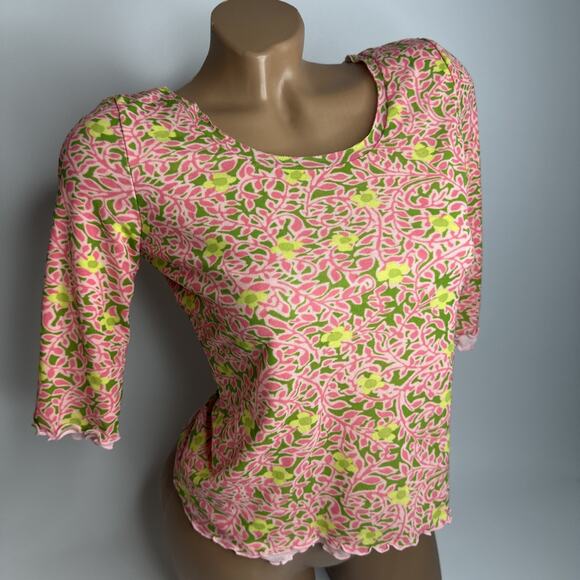 Sigrid Olsen | Tops | Sigrid Olsen Pink Green Mesh Size Pp Top Retro ...